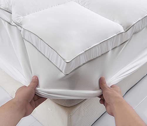 COMFORT BOOST™ Extra Thick, Cooling Mattress Topper — Pillowtop, Down Alternative Mattress Pad With Deep Pockets (8-21" Depth) Fits All Mattress Sizes, Helps Ease Back Pain & Protects Mattress — Queen