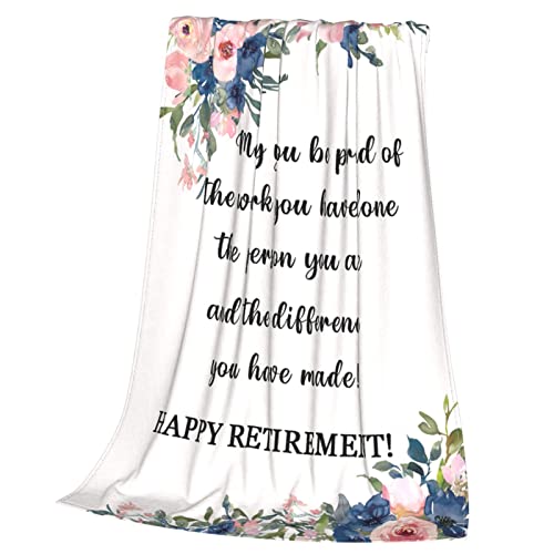 AJIIUSV Retirement Gifts Throw Blanket Happy Retirement Flannel Blankets for Retired Women Teacher Boss Farewell Present 50"x60"