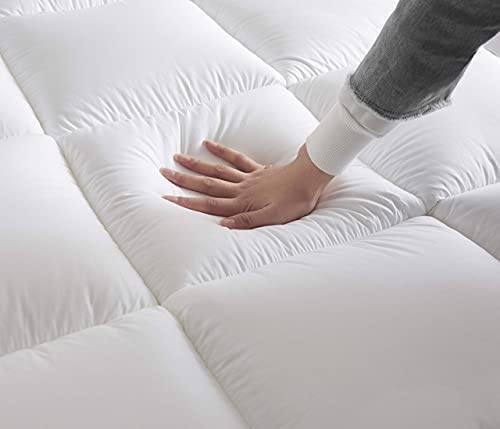COMFORT BOOST™ Extra Thick, Cooling Mattress Topper — Pillowtop, Down Alternative Mattress Pad With Deep Pockets (8-21" Depth) Fits All Mattress Sizes, Helps Ease Back Pain & Protects Mattress — Queen