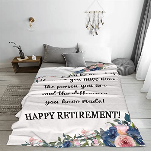 AJIIUSV Retirement Gifts Throw Blanket Happy Retirement Flannel Blankets for Retired Women Teacher Boss Farewell Present 50"x60"