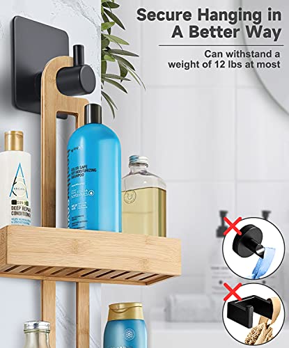 YOGEERNIC 2 PCS Adhesive Towel Hooks for Wall, No Drilling Removable Wall Hooks for Hanging, Heavy Duty Robe and Towel Hooks for Bathroom Bedroom Kitchen Hotel(Matte Black)