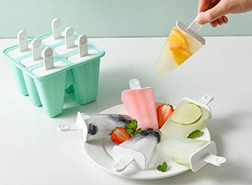 Popsicle Mould,Popsicle Molds 6 Pieces Silicone Ice Pop Molds BPA Free Popsicle Mold Reusable Easy Release Ice Pop Make (Green)