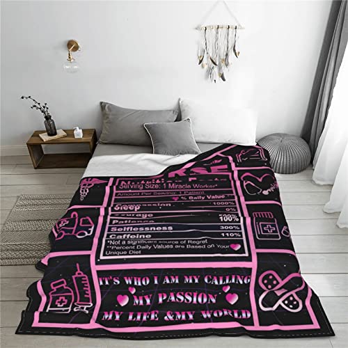 Nurse Blanket Gift for Women, Nurse Birthday Gift Lightweight Microfiber Throw Blanket for Living Room Couch Chair Bed Sofa Office 50x40i