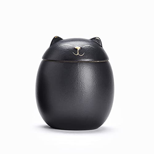LMEILI Pet Urns for Cats Box Ashes Keepsake Memorial Cremation Small Dog Animal Ceramics Ashes Funeral Urn Personalized (Small Black)