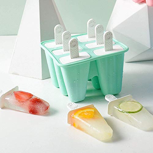 Popsicle Mould,Popsicle Molds 6 Pieces Silicone Ice Pop Molds BPA Free Popsicle Mold Reusable Easy Release Ice Pop Make (Green)