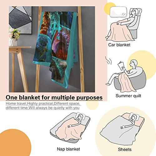 Throw Blanket 60" x 50" Ultra Soft Flannel Blanket Cozy All Season Bedding for Bed Couch Sofa Office Room Travel Decoration