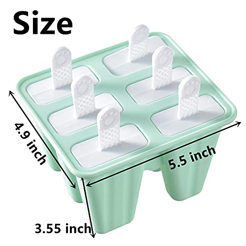 Popsicle Mould,Popsicle Molds 6 Pieces Silicone Ice Pop Molds BPA Free Popsicle Mold Reusable Easy Release Ice Pop Make (Green)