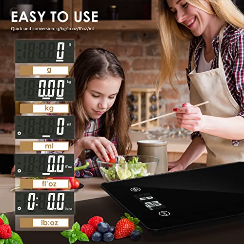 LAVANAVO Digital Food Kitchen Scale, 22lb Weight Multifunction Scale Measures in Grams and Ounces for Cooking Baking, 1g/0.1oz Precise Graduation, Stainless Steel and Tempered Glass…