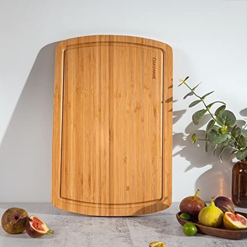 OAKSWARE 30 x 20 Inch XXXL Bamboo Cutting Board, Kitchen Chopping Boards with Juice Groove for Meat, Cheese, Fruit & Vegetables- Alpine Bamboo Butcher Block Carving Board for Stove Topp