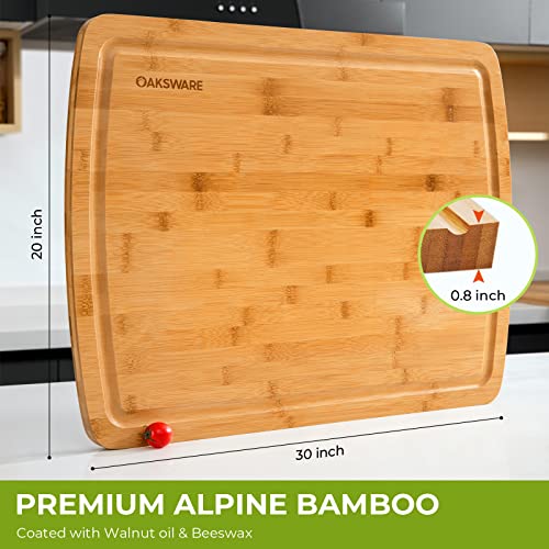 OAKSWARE 30 x 20 Inch XXXL Bamboo Cutting Board, Kitchen Chopping Boards with Juice Groove for Meat, Cheese, Fruit & Vegetables- Alpine Bamboo Butcher Block Carving Board for Stove Topp