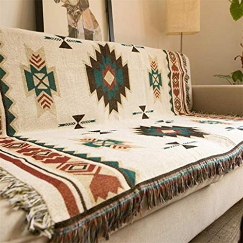 ZYHO Southwestern Aztec Decor Throw Blanket for Home, Cotton Southwest Navajo Native American Tribal Decorative Sofa Cover Wall Hanging Tapestry,90 x 90CM