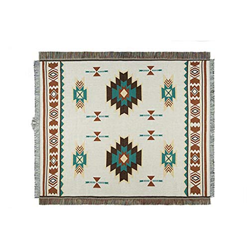 ZYHO Southwestern Aztec Decor Throw Blanket for Home, Cotton Southwest Navajo Native American Tribal Decorative Sofa Cover Wall Hanging Tapestry,90 x 90CM