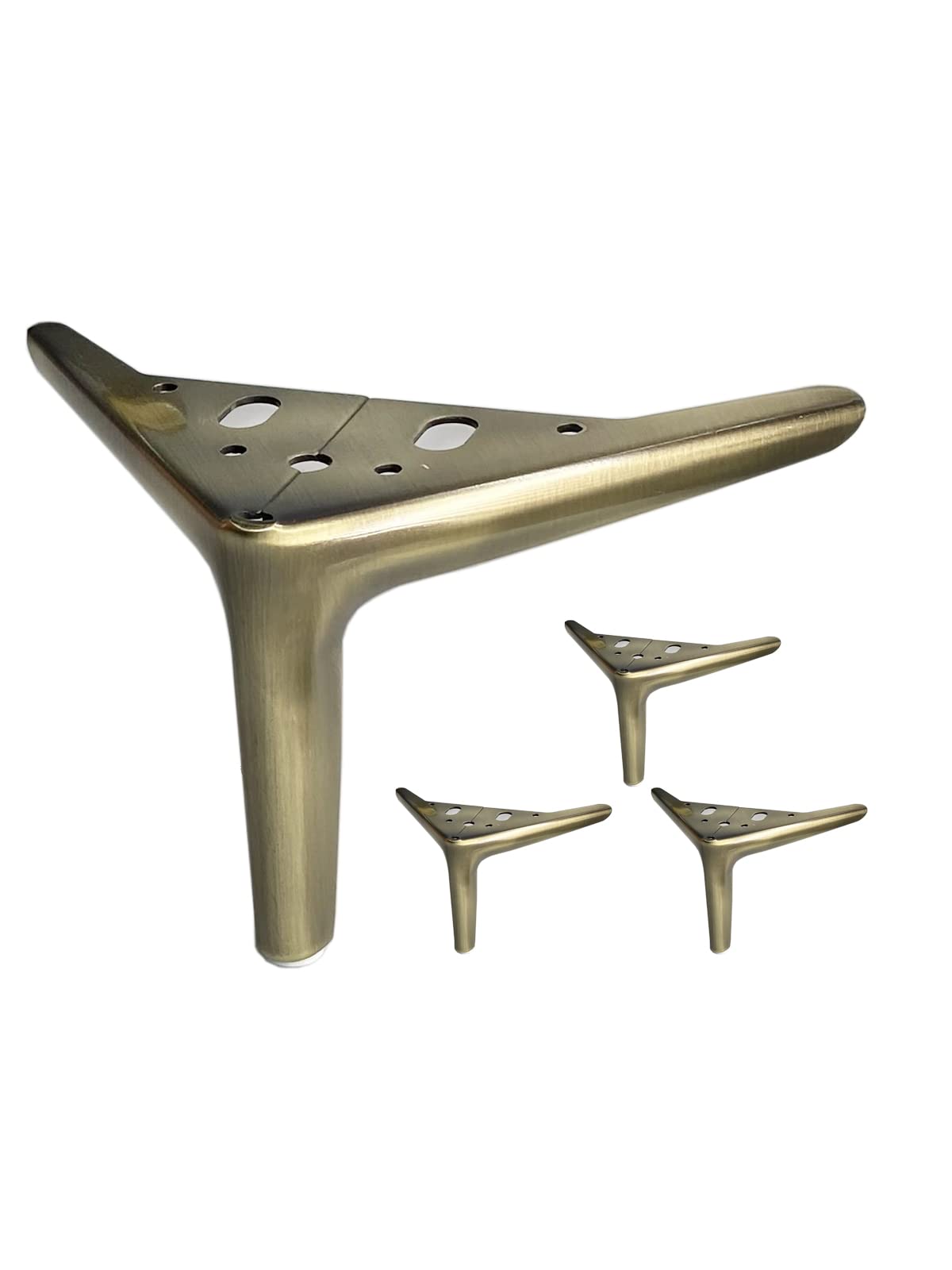Kaupuar 4.72 inch Antique Brass Furniture Legs Brushed Gold Metal for Cabinet Sofa Couch Table Chair Bed TV Set of 4 Mid Century Modern Legs DIY Replacement