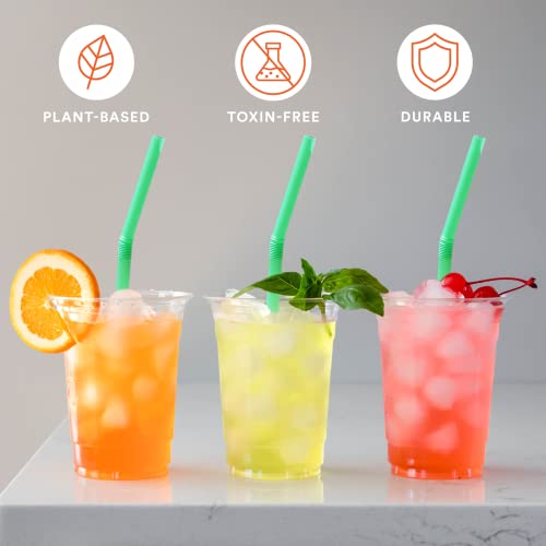 ECO SOUL 100% Compostable Straws [100 Count][8.25"] Eco-Friendly Biodegradable Sustainable Disposable Straws, Cocktail Cold Drink Smoothie Bendable Straws