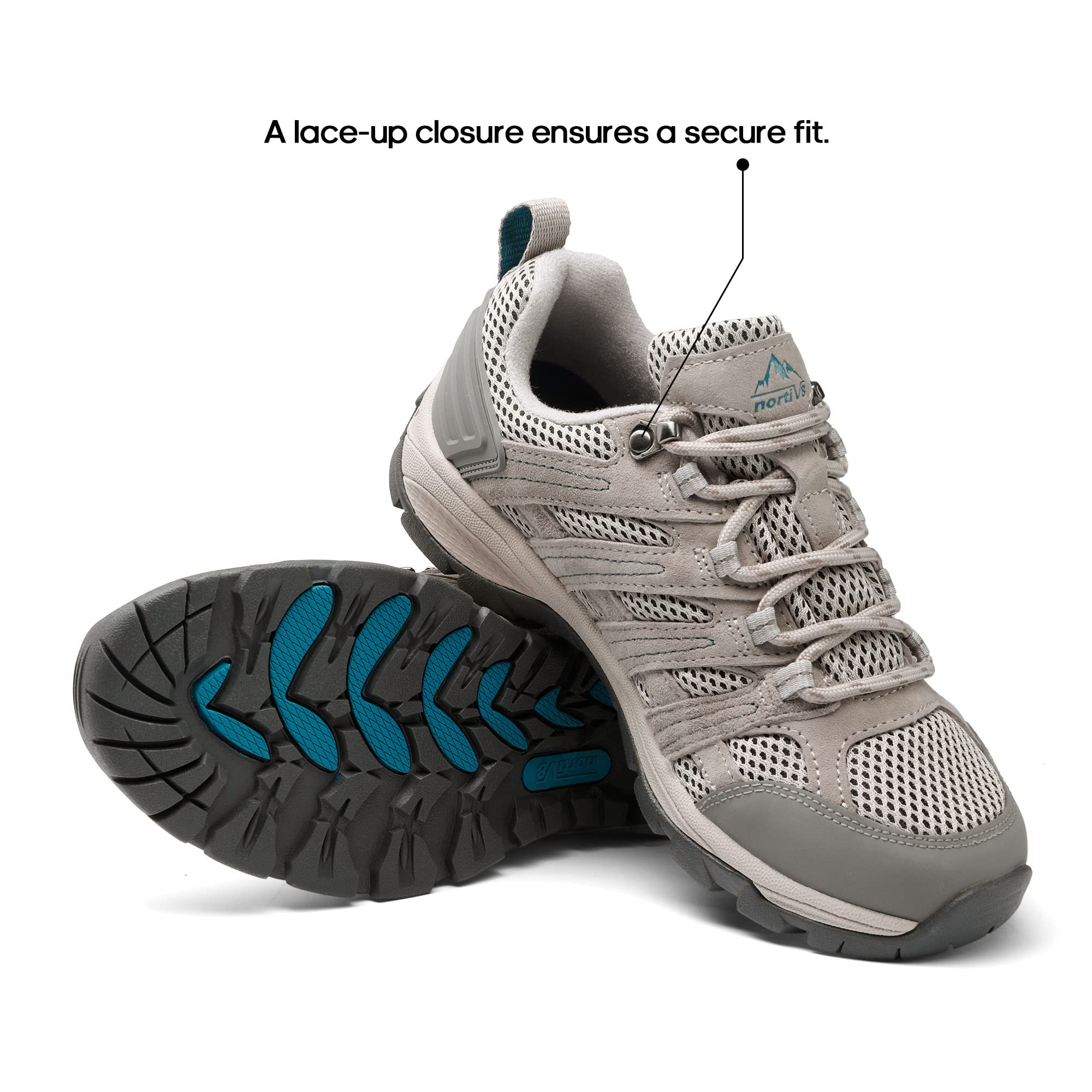 NORTIV 8 Women's Hiking Shoes Lightweight Breathable Mesh Walking Sneakers Outdoor Work Shoes Light Grey 8 M US SNHS222W