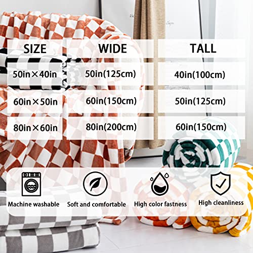 Checkerboard Throw Blankets Luxurious Plaid Flannel Blanket - Super Soft and Warm 100% Polyester Throw for Sofa, Couch, Bed, Car, and Airplane - Elegant Gift Ribbon Included (Khaki,60"x50")