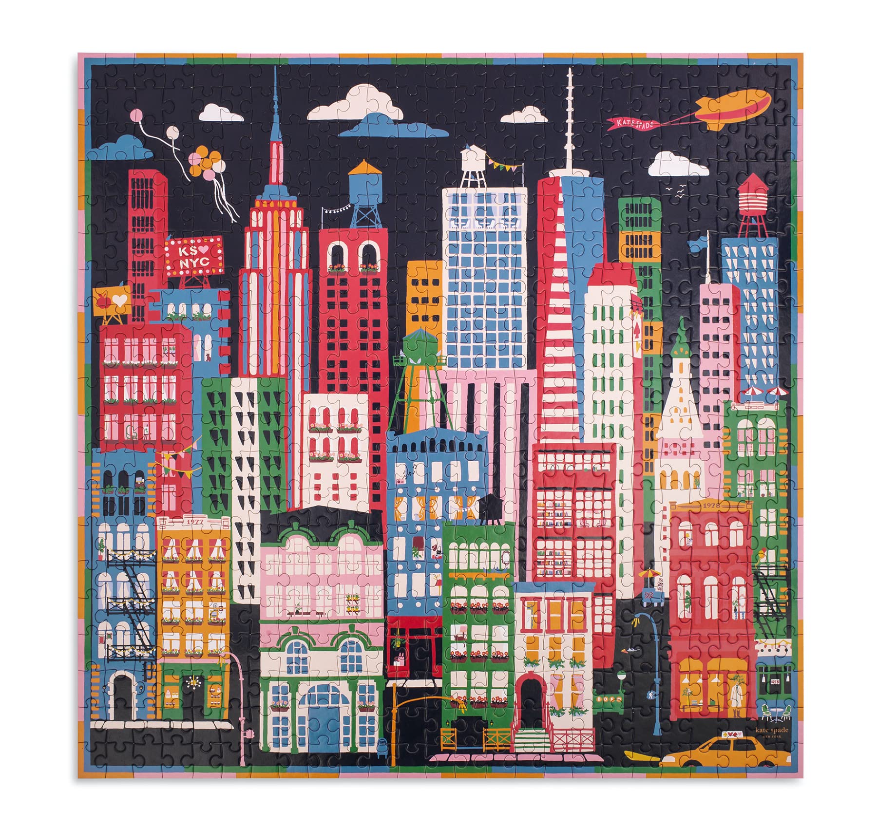 Kate Spade New York 500 Piece Puzzle for Adults, 22" x 22" Square Puzzle, Cute Puzzle with Storage Box, City That Never Sleeps