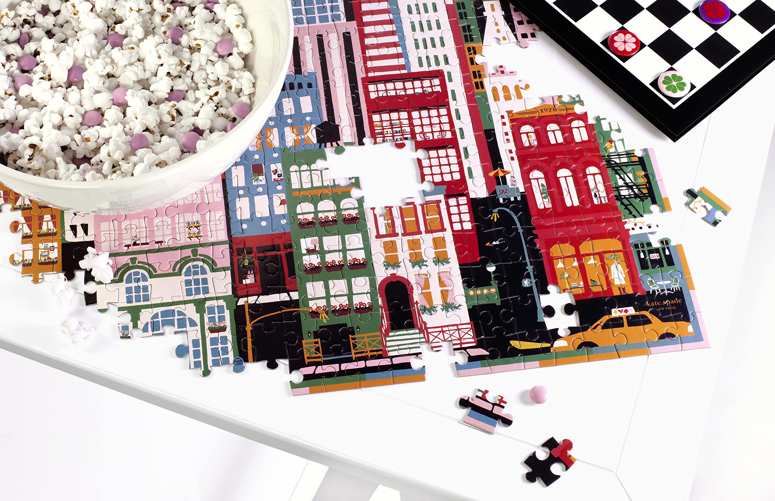 Kate Spade New York 500 Piece Puzzle for Adults, 22" x 22" Square Puzzle, Cute Puzzle with Storage Box, City That Never Sleeps