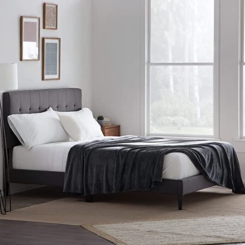 Throw Blanket,Flannel Fleece Soft Luxury Warm Bed Blanket All Season Plush Lightweight Blankets for Sofa,Machine Washable Blankets Fleeces (Dark Grey, Queen(90''X90''))