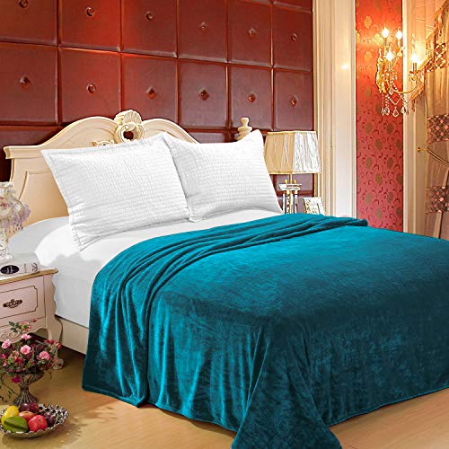 Home Must Haves Solid Color All Season Extra Soft Warm Cozy Sofa Couch Throw Bed Premium Blanket (Queen, Turquoise)
