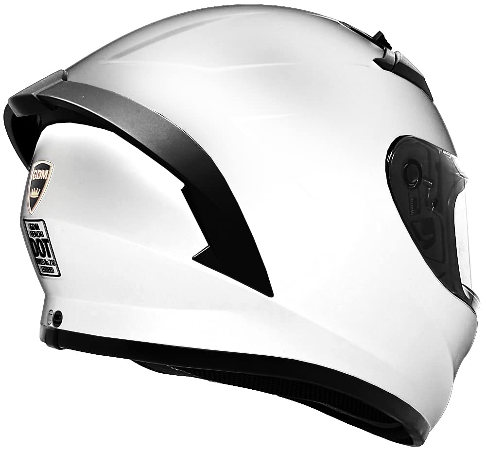 Bluetooth Motorcycle Helmet with Clear, Tinted, Iridium Shields (Gloss White, Large)