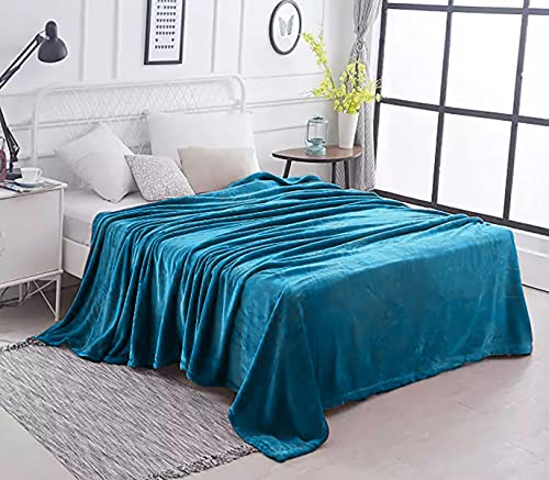 Home Must Haves Solid Color All Season Extra Soft Warm Cozy Sofa Couch Throw Bed Premium Blanket (Queen, Turquoise)