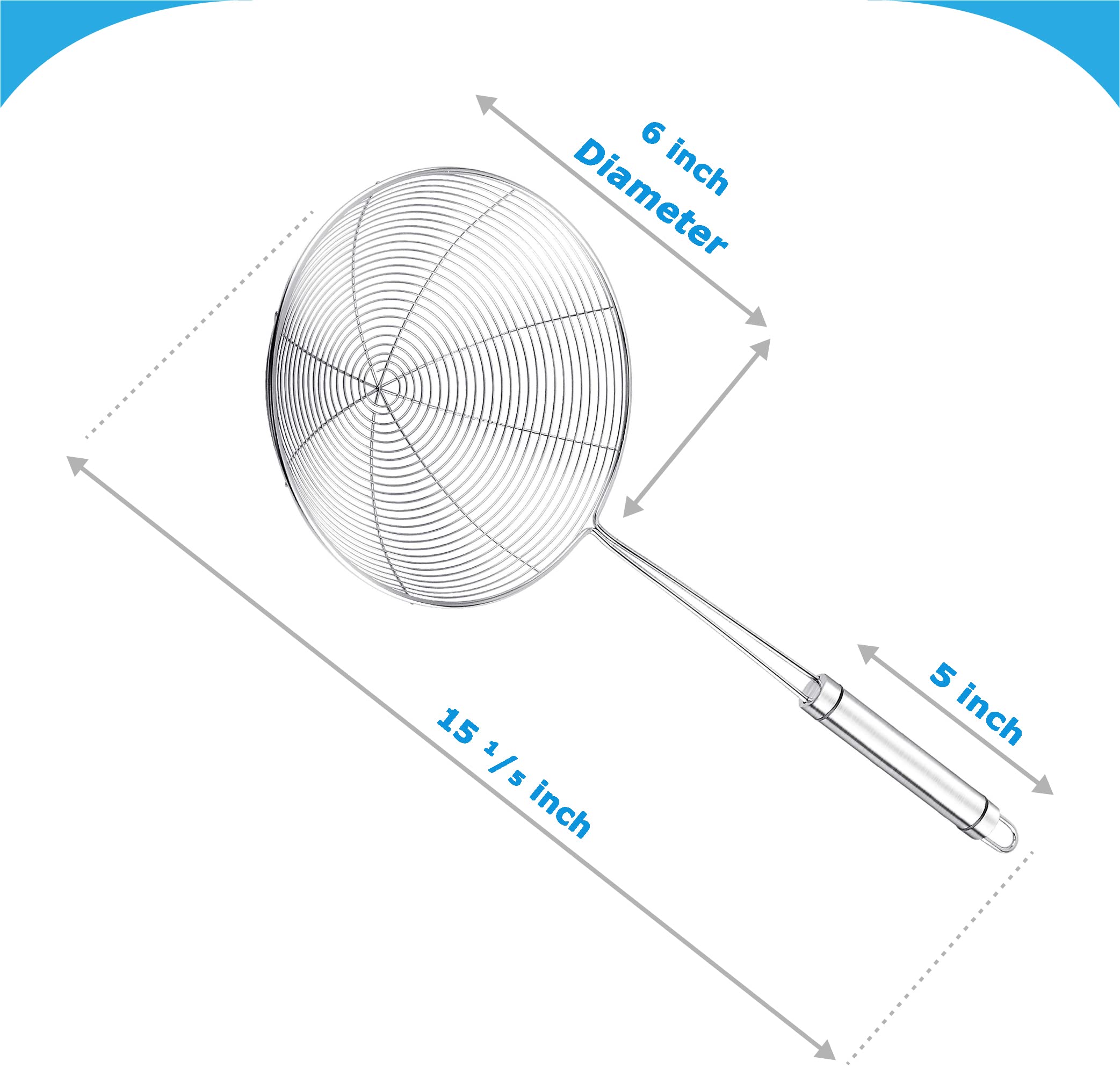 Stainless Steel Spider Strainer Wire Skimmer Drainer For Cooking Ladle, Deep Fryer Frying, Pasta Noodle, Cooking Wok, Falafel, Grease Catcher, Kitchen Long Spoon, Fat Separator, Pot Scoop Tool