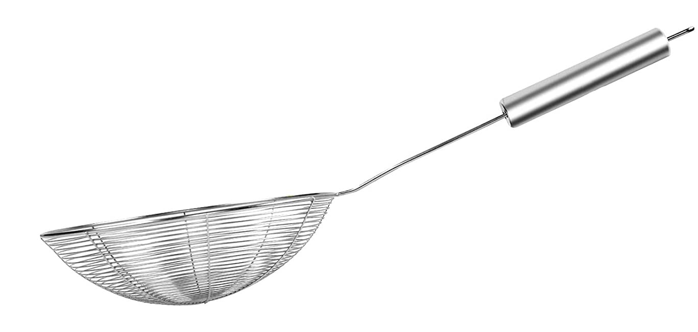 Stainless Steel Spider Strainer Wire Skimmer Drainer For Cooking Ladle, Deep Fryer Frying, Pasta Noodle, Cooking Wok, Falafel, Grease Catcher, Kitchen Long Spoon, Fat Separator, Pot Scoop Tool