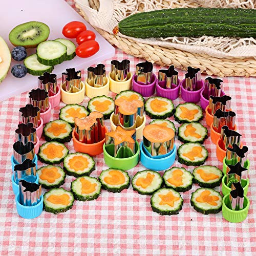 Vegetable Cutter Shapes Set Mini Sizes Cookie Cutters Set Fruit Cookie Pastry Stamps Mold Food Decorative Kids Baking and Food Supplement Tools (24pcs cutters)
