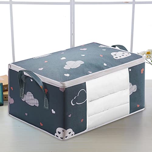 Comforter Storage Bag, Foldable Large Storage Bags, Folding Organizer Bag, Large Collapsible Organizers, 24"x16"x12" for Comforters Pillows Blankets Bedding Quilt Duvet with Clear Window & Handles (L)