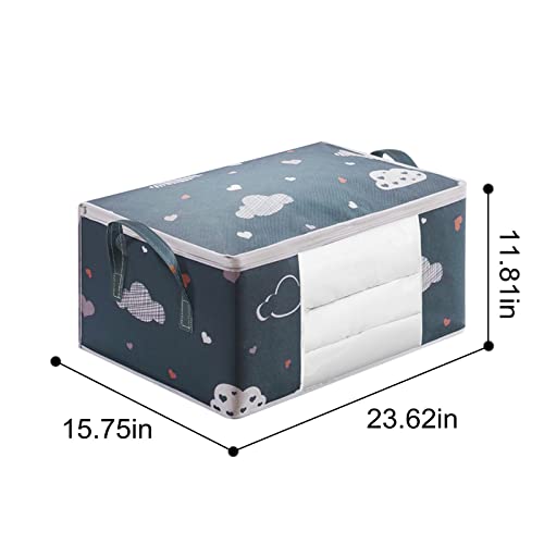 Comforter Storage Bag, Foldable Large Storage Bags, Folding Organizer Bag, Large Collapsible Organizers, 24"x16"x12" for Comforters Pillows Blankets Bedding Quilt Duvet with Clear Window & Handles (L)
