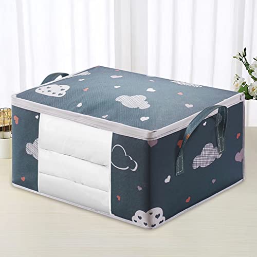 Comforter Storage Bag, Foldable Large Storage Bags, Folding Organizer Bag, Large Collapsible Organizers, 24"x16"x12" for Comforters Pillows Blankets Bedding Quilt Duvet with Clear Window & Handles (L)