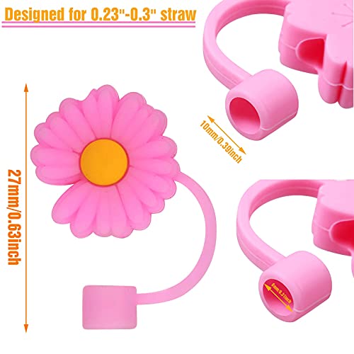 8 Pieces Silicone Straw Tips Cover Reusable Drinking Straw Lids Sunflower Cherry Blossom Rainbow Cat Paw Straw Cap Cover for 6-8 mm Straws Anti-dust Straw Tips Plugs