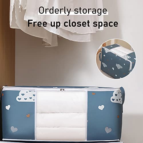 Comforter Storage Bag, Foldable Large Storage Bags, Folding Organizer Bag, Large Collapsible Organizers, 24"x16"x12" for Comforters Pillows Blankets Bedding Quilt Duvet with Clear Window & Handles (L)