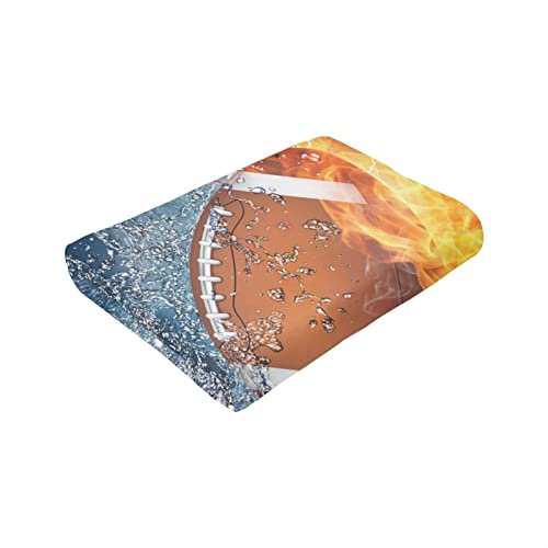 Football with Ice and Fire Blanket Flannel Fleece Throw Blanket Gifts for Bed Couch Sofa Chair 50"X40"