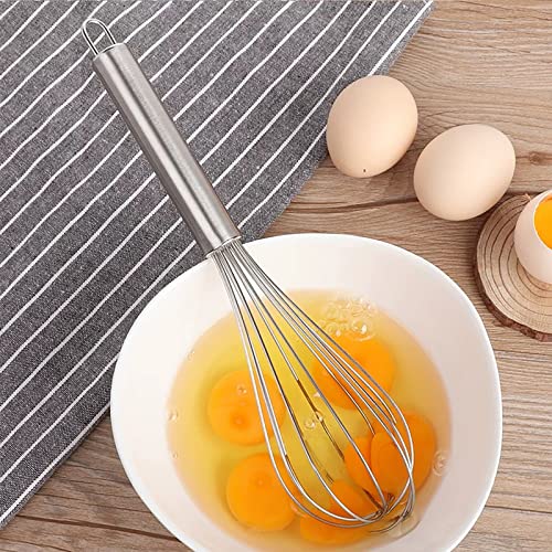 Ouddy Stainless Steel Whisk Set 8"+10"+12", Kitchen Whisk Balloon Whisks for Cooking Egg Beater Wire Wisk Wisking Tool for Blending Whisking Beating Stirring Baking