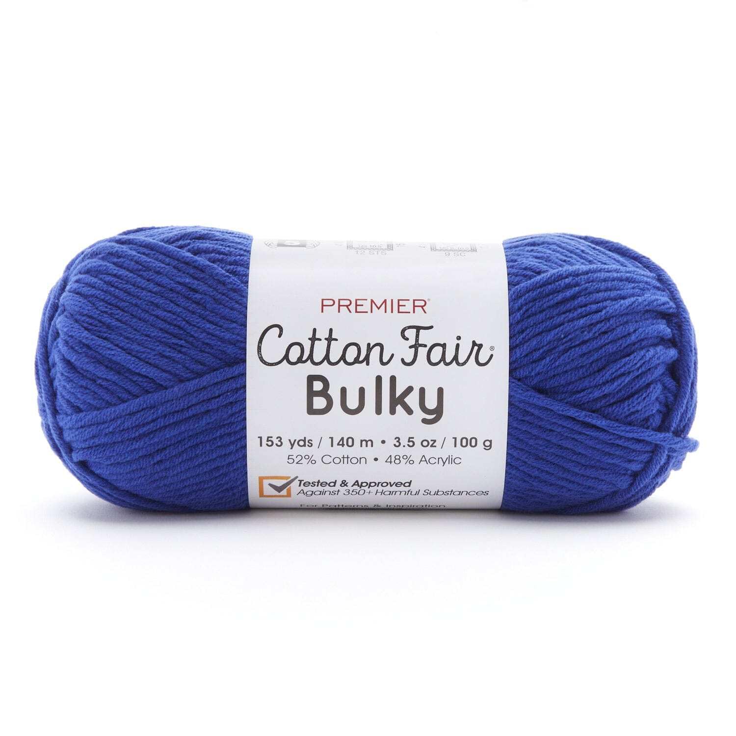 Premier Yarns Cotton Fair Bulky Yarn, Made with Cotton and Acrylic, Ideal Yarn for Crocheting and Knitting, Bulky Yarn, Machine-Washable, Classic Blue, 3.5 oz, 153 Yards