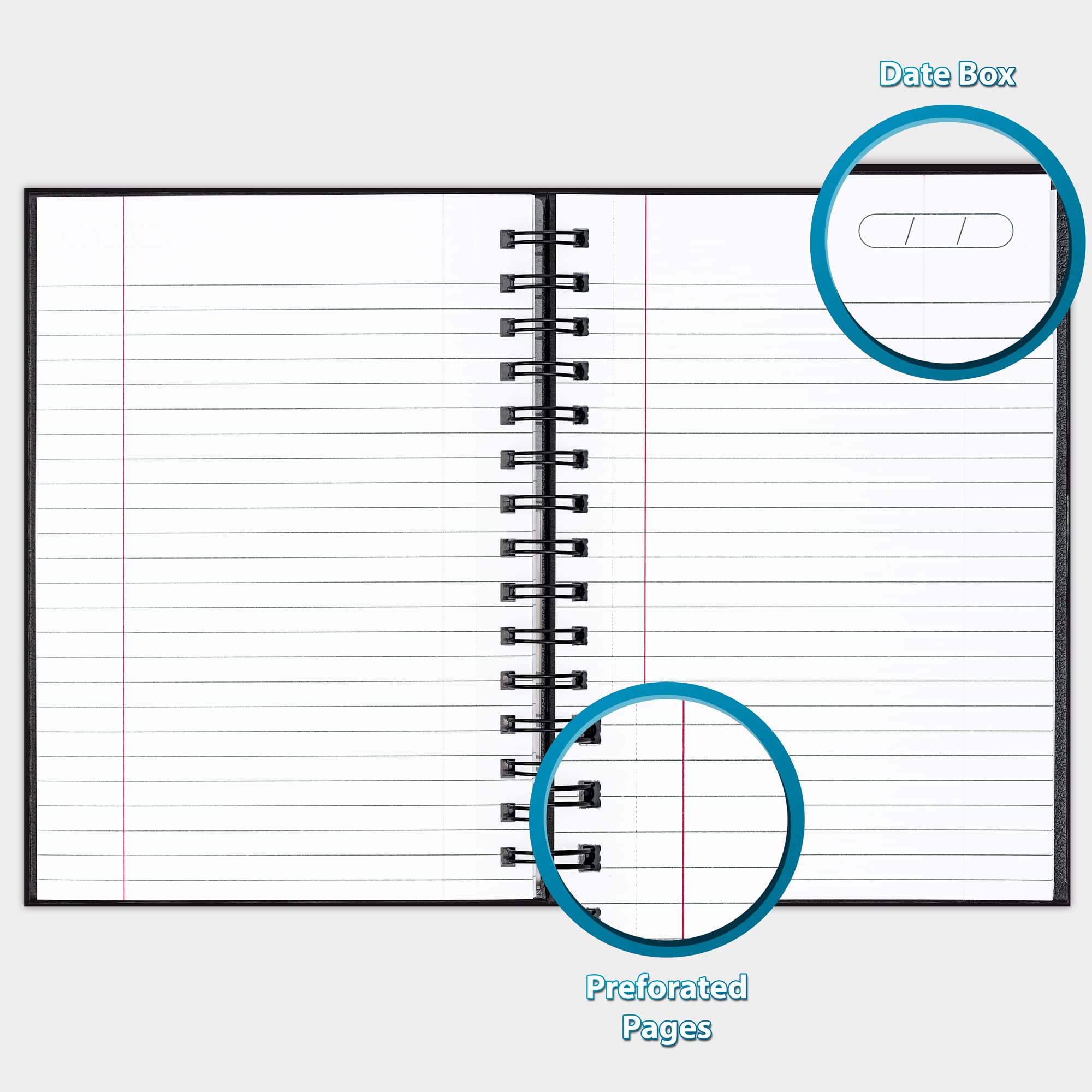Cambridge Limited Notebook - 6 Pack of Hardcover Spiral Notebook for Business - Legal Ruled Lines - 5" X 8" Page Size - 96 Sheets for Women & Men