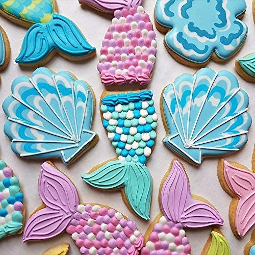 Ann Clark Cookie Cutters 11-Piece Under The Sea Cookie Cutter Set with Recipe Booklet, Shark, Whale, Fish, Mermaid Tail, Sea Turtle