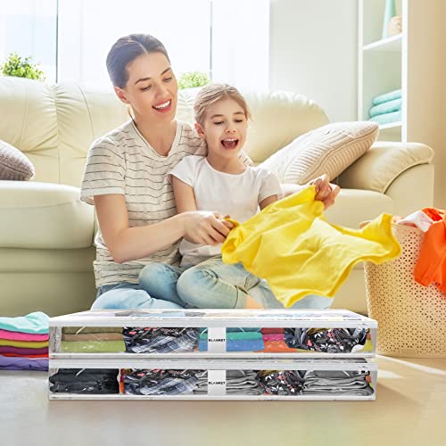 6 Pieces Clear Zippered Storage Bags Underbed Containers 70L Clothes Sweater Sheet Bags Wrapping Paper Bags PVC Transparent Toy Closet Drawer with Handles for Linen Bedding Comforters Blanket Pillow