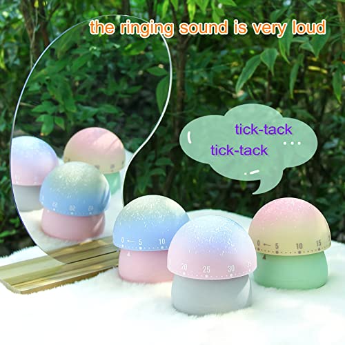 NUOSWEK Mechanical Kitchen Timer, Cute Mushroom Timer for Kids, Wind Up 60 Minutes Manual Countdown Timer for Classroom, Home, Study and Cooking (Green Base)