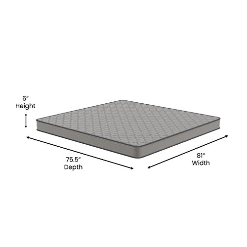 EMMA + OLIVER Asteria Premium Comfort 6" King Size Medium Firm Hybrid Innerspring Mattress in a Box with Knitted Fabric Top and CertiPUR-US Certified Foam