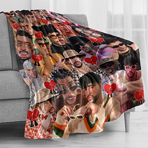 Bad Cute BunnyThrow Blanket Microfiber Plush Bed Throw Extra Soft Spare Blanket for Four Seasons Bed Sofa Sofa 3D Printed Design 50"x40"