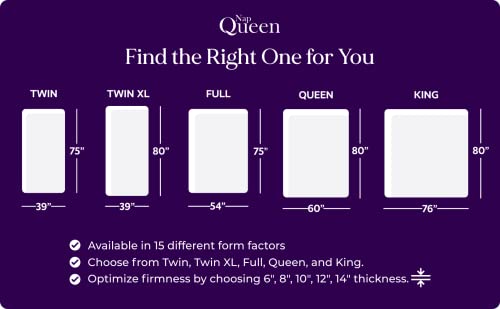 NapQueen 10 Inch King Size Medium Firm Memory Foam Mattress, Bed in a Box