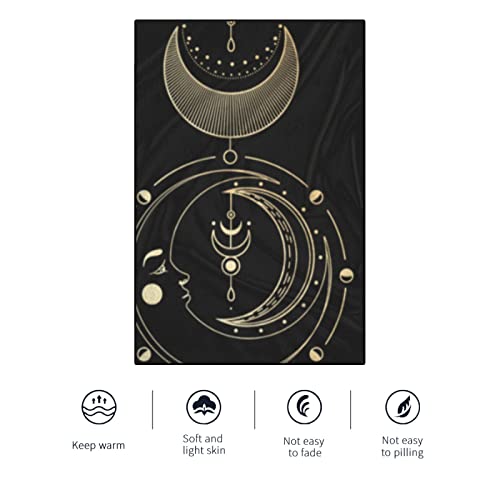 Milanblocks The Moon Tarot Blanket Warm Astrology Gifts Blanket Flannel Fleece Throw Gifts Blanket for Home Bed Couch 80 X 60 in