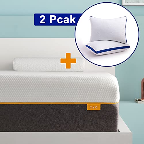 OYT 12" King Size Mattress and King Size Pillow 2-Pack, Gel Memory Foam Twin Bed Mattress in a Box and Cooling Shredded Memory Foam Pillows with CertiPUR-US Certified Foam for Sleep Supportive