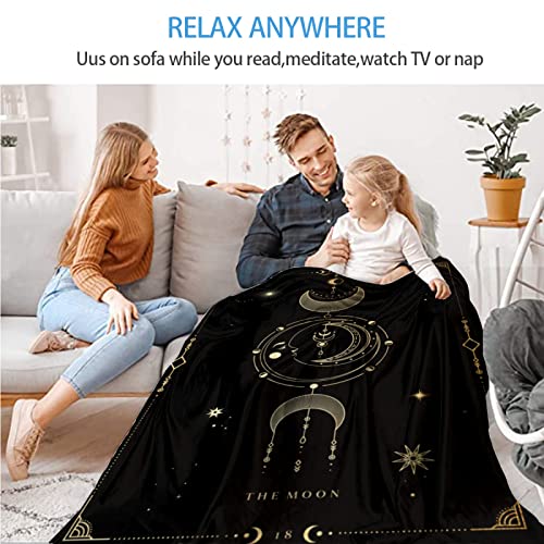 Milanblocks The Moon Tarot Blanket Warm Astrology Gifts Blanket Flannel Fleece Throw Gifts Blanket for Home Bed Couch 80 X 60 in