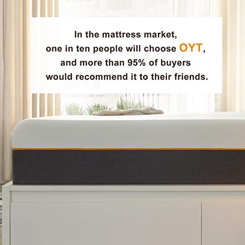 OYT 12" King Size Mattress and King Size Pillow 2-Pack, Gel Memory Foam Twin Bed Mattress in a Box and Cooling Shredded Memory Foam Pillows with CertiPUR-US Certified Foam for Sleep Supportive