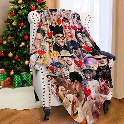 Bad Cute BunnyThrow Blanket Microfiber Plush Bed Throw Extra Soft Spare Blanket for Four Seasons Bed Sofa Sofa 3D Printed Design 50"x40"