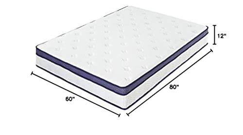 Olee Sleep 12 Inch Midnight Euro Top Gel Memory Foam Spring Hybrid Mattress, Mattress In a Box, CertiPUR-US Certified, Queen